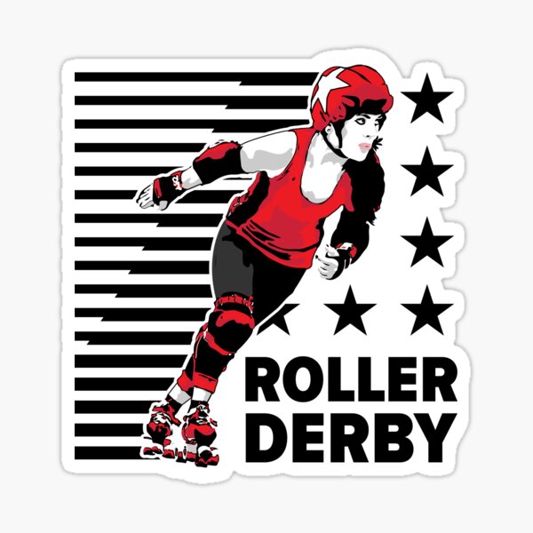 "Roller Derby Girl - Speed Lines - Black/Red - Roller Derby" Sticker ...