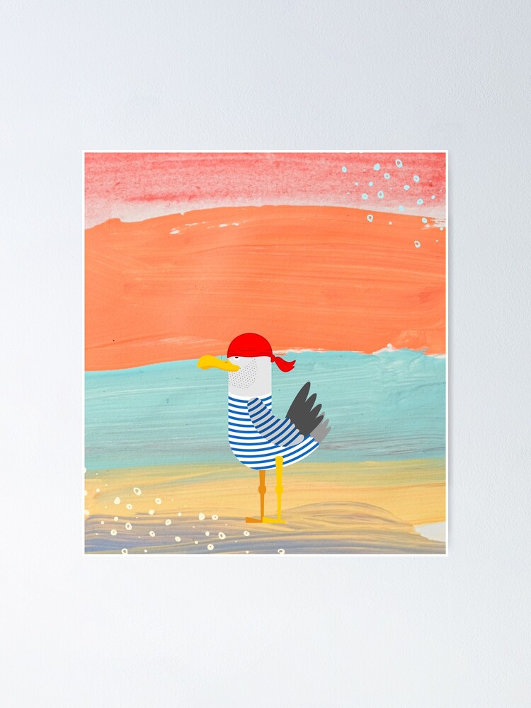 "Seagull pirate." Poster for Sale by Art-Vibrations | Redbubble