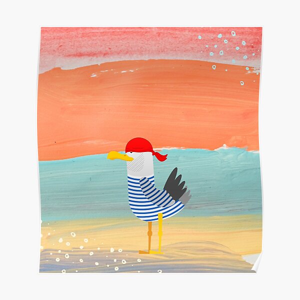 "Seagull pirate." Poster for Sale by Art-Vibrations | Redbubble