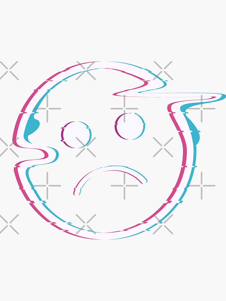 "Sad Boi Pink Aesthetic Vaporwave Sadboi Sad Face Glitch Art" Sticker ...