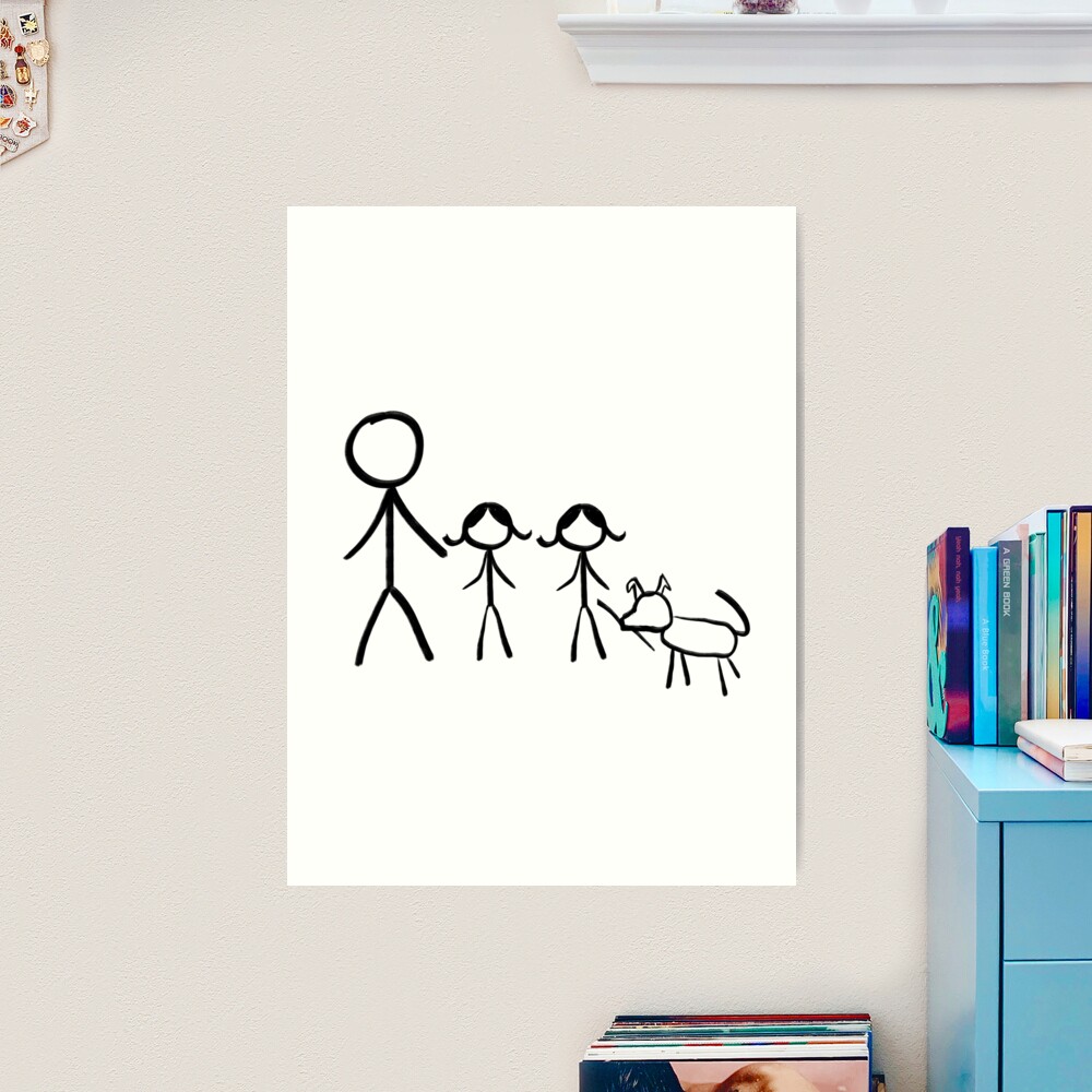 Stick Figure Family Of 4 With Dog