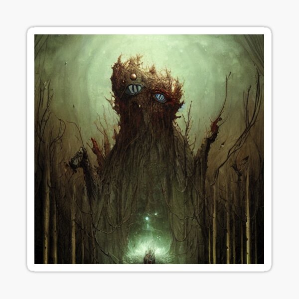"An ominous eldritch forest landscape" Sticker for Sale by AImatte ...
