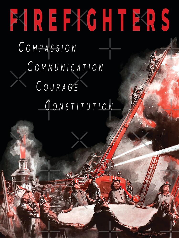 "Retro Firefighter Characteristics Informational Artwork, Vintage ...