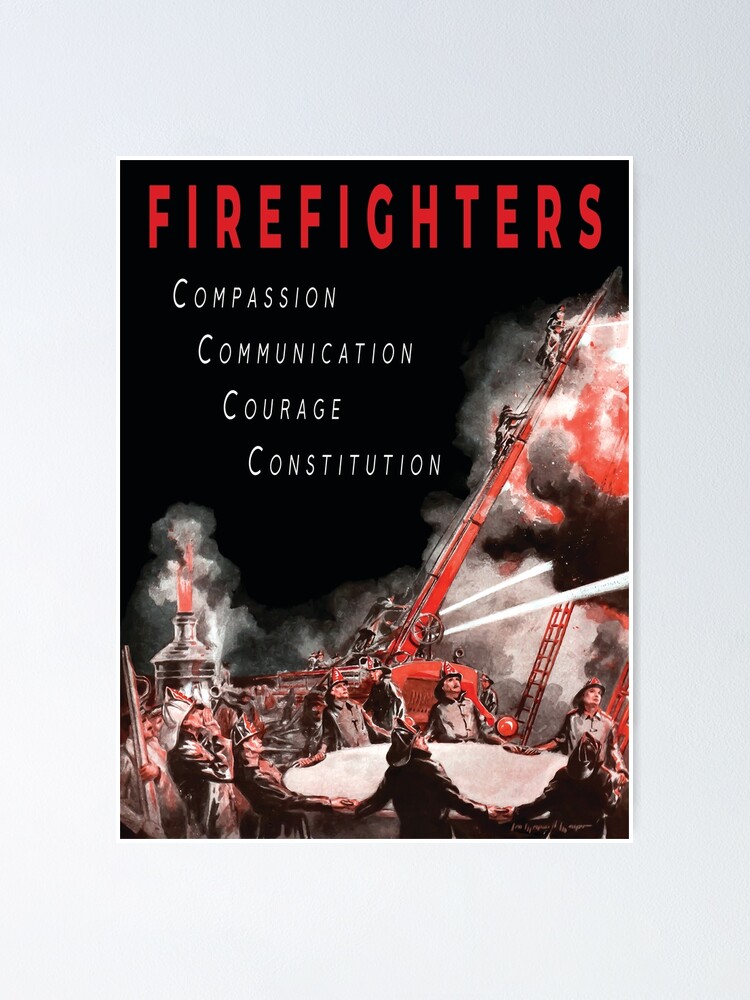 "Retro Firefighter Characteristics Informational Artwork, Vintage ...