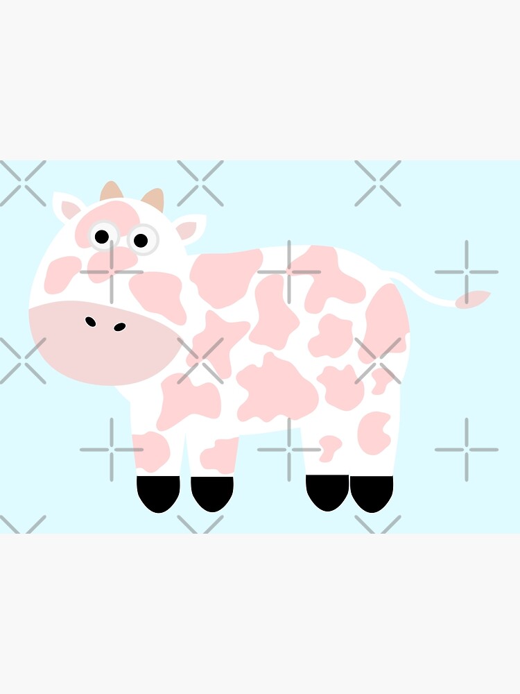 Pink And White Cow Strawberry Milk Pink And White Cow Derpy Cute Cartoon Poster For