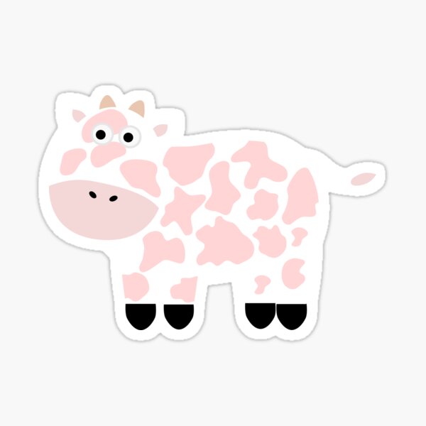 Pegatina «Vaca rosa y blanca , Leche de fresa , Vaca rosa y blanca ...