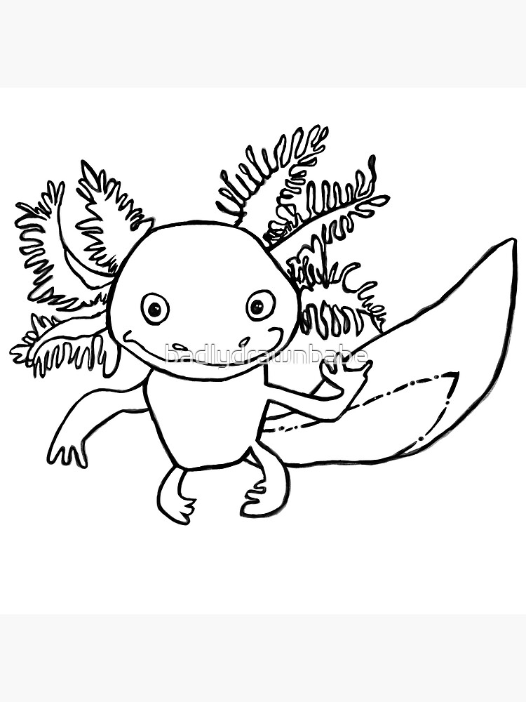 "Cute Axolotl Black Line Drawing" Poster for Sale by badlydrawnbabe ...