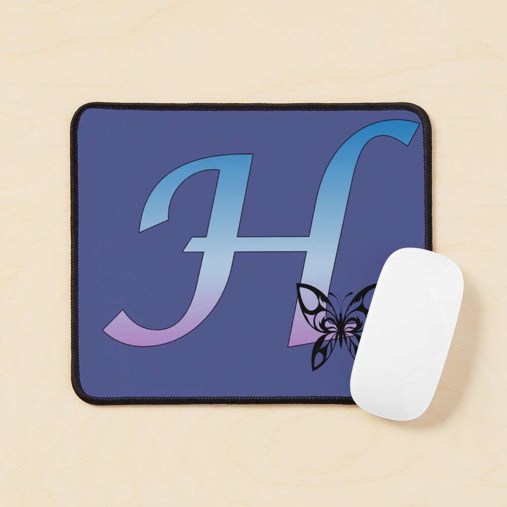 "Butterfly Silhouette on Monogram Letter H Gradient Blue Purple ...