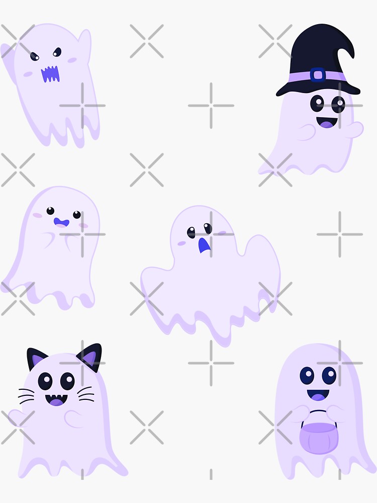 "Cute Halloween Ghost Collection Pack-Purple Ghosts" Sticker for Sale ...