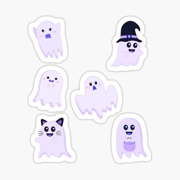 "Cute Halloween Ghost Collection Pack-Purple Ghosts" Sticker for Sale ...