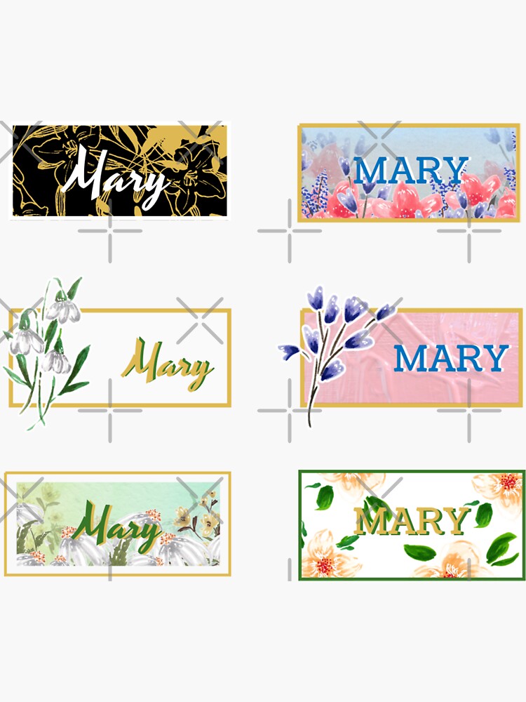 "Mary name sticker for hydro flask, name sticker image, sticker pack ...
