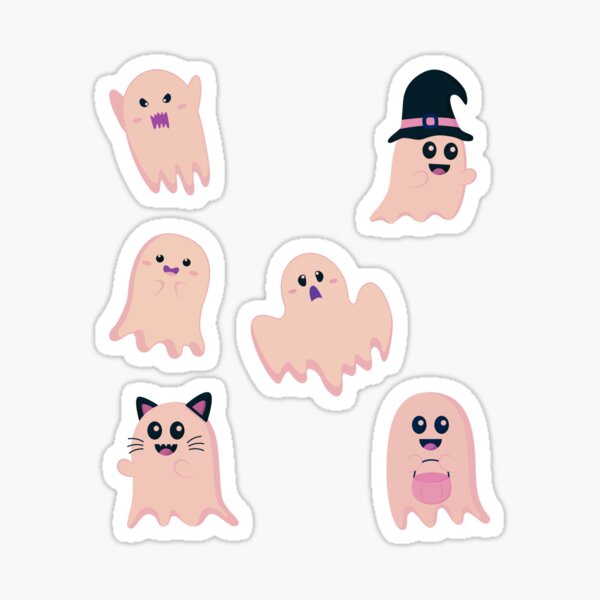 "Cute Halloween Ghost Collection Pack-Beige Ghosts" Sticker for Sale by ...