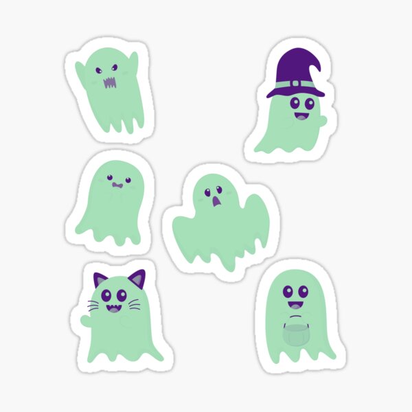 "Cute Halloween Ghost Collection Pack-Green Ghosts" Sticker for Sale by ...