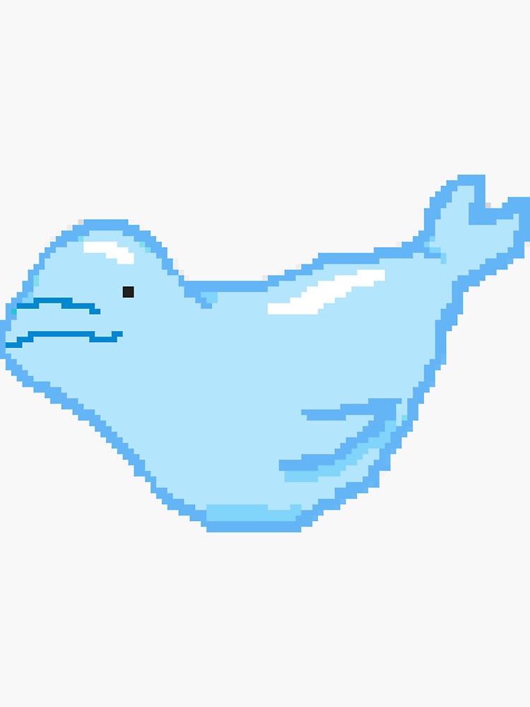"pixel blue beluga whale" Sticker for Sale by leafstop | Redbubble