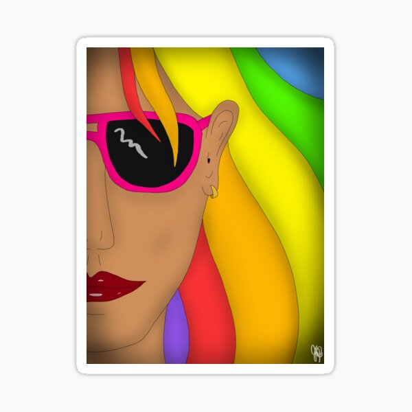 "No. 37 - Rainbow Haired Girl" Sticker for Sale by K-Idelle | Redbubble