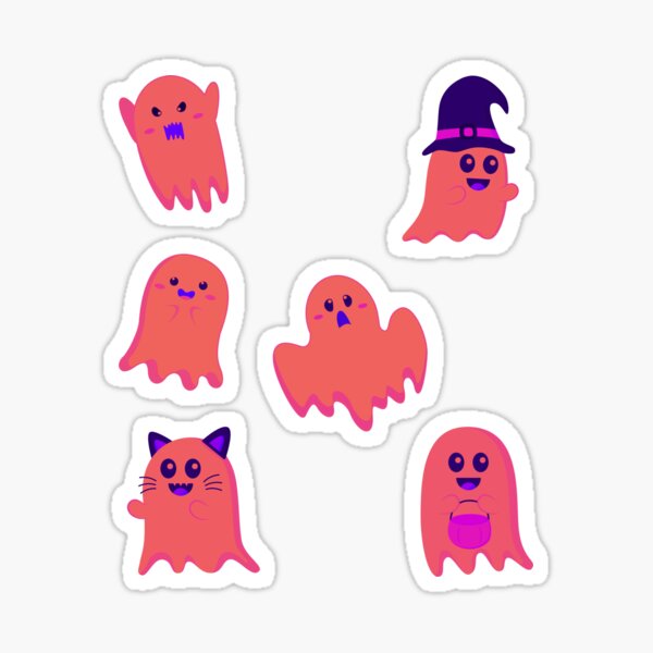 "Cute Halloween Ghost Collection Pack-Red Ghosts" Sticker for Sale by ...