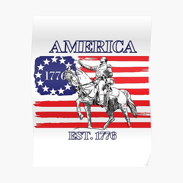 "America 1776 with George Washington" Poster for Sale by AmericaFreedom ...