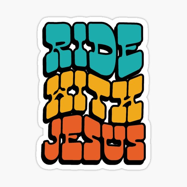 "Ride With Jesus-Vintage retro groovy surfer, cyclist-Christian ...