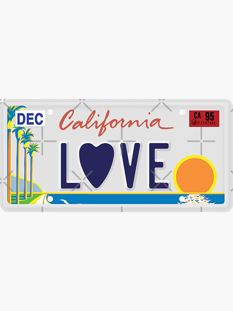 "California Love License Plate" Sticker for Sale by PixelzInk | Redbubble