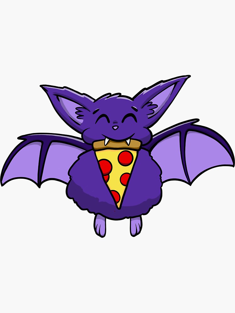 "Pizza Party Bat" Sticker for Sale by RustyBucketInk | Redbubble
