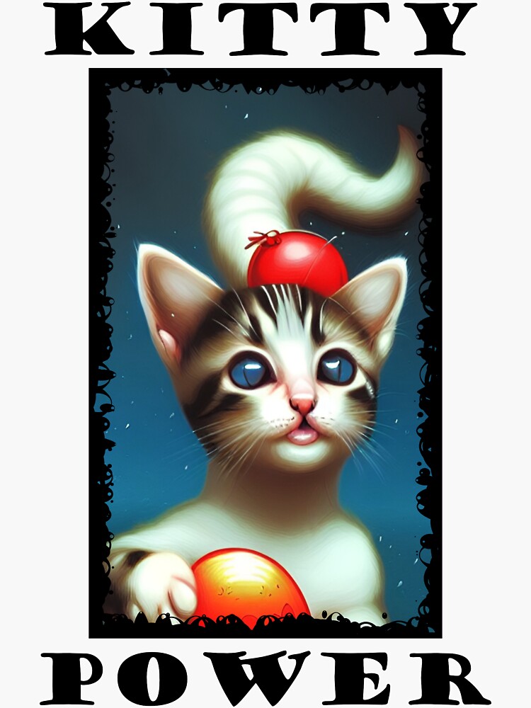 "Kitty Power is Real!" Sticker for Sale by LittleTommyD | Redbubble
