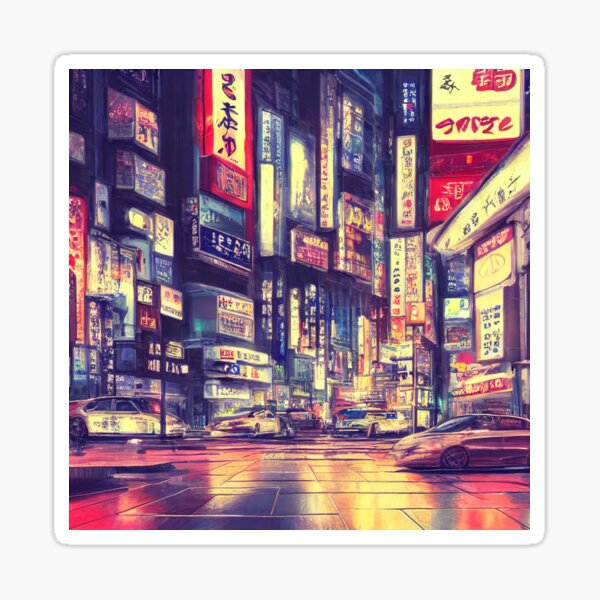 "Midnight in Tokyo" Sticker for Sale by WildPaleYonder | Redbubble
