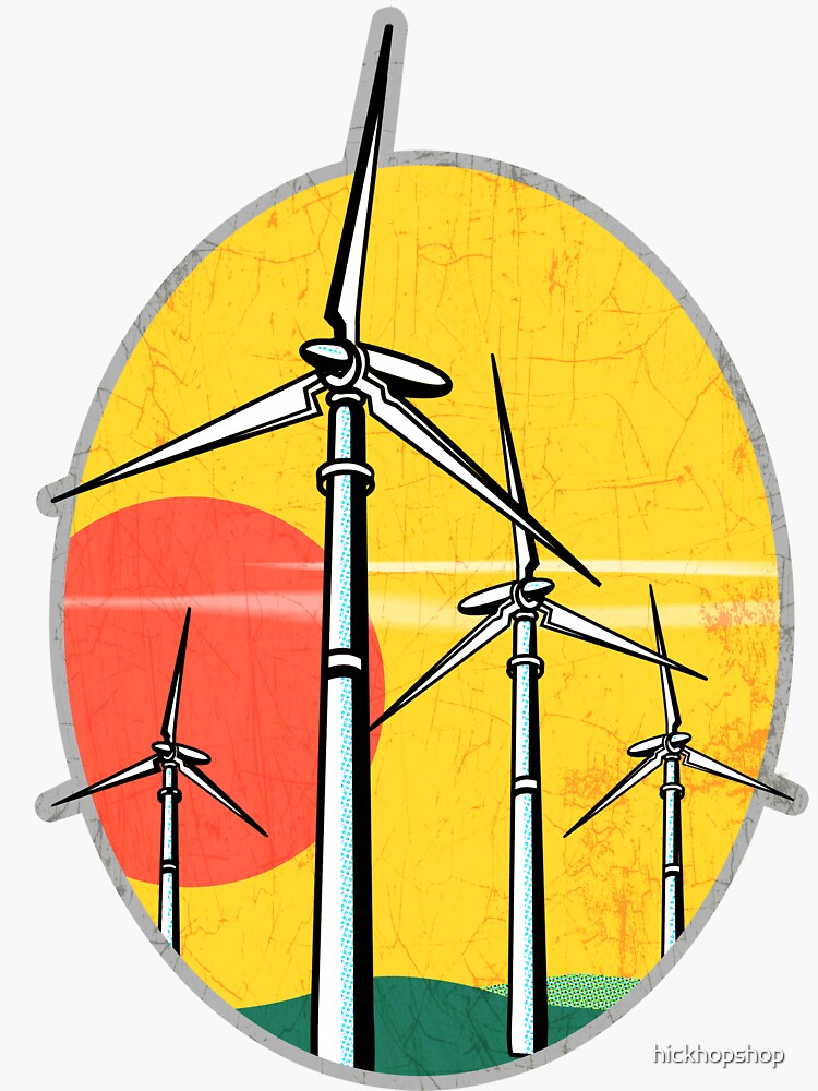 "Wind Power at Sunset" Sticker for Sale by hickhopshop | Redbubble
