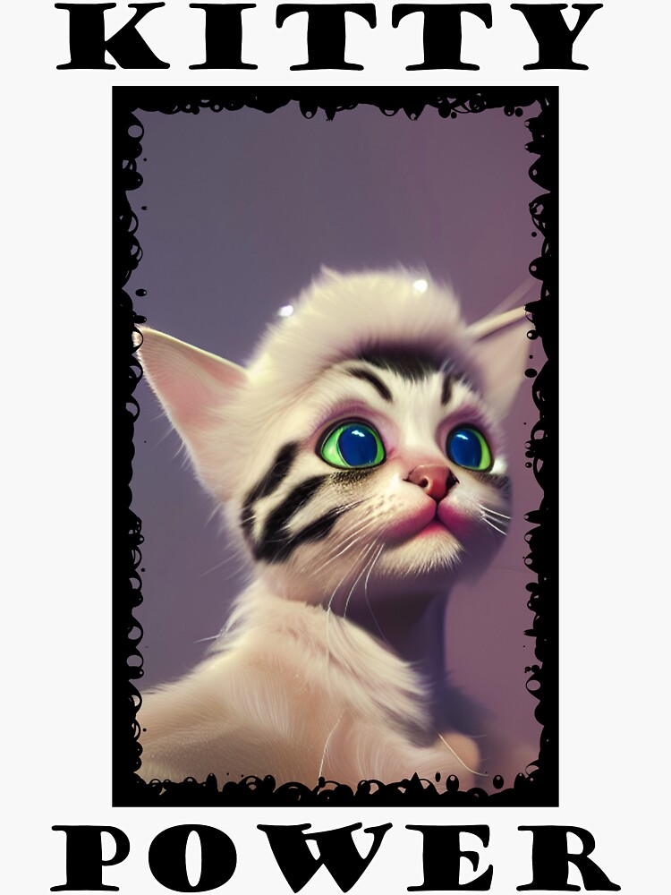 "Kitty Power is Real!" Sticker for Sale by LittleTommyD | Redbubble