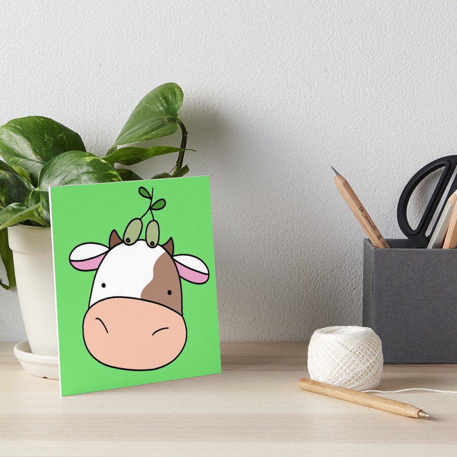 "Olive Cow Face" Art Board Print for Sale by SaradaBoru | Redbubble