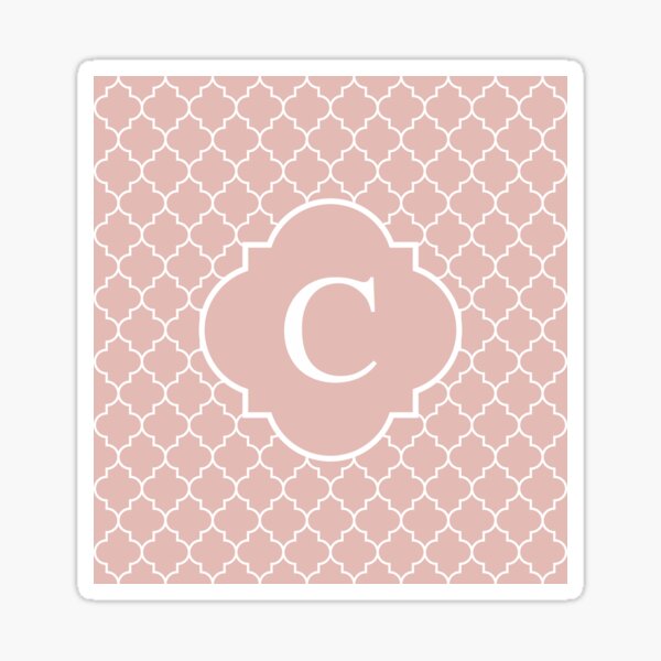 "Rose Gold Quatrefoil White Monogram C" Sticker for Sale by rewstudio ...