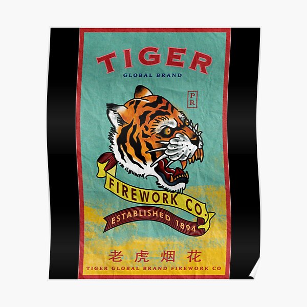 "Vintage Packaging Tiger Firework Co " Poster for Sale by Matthewberss ...