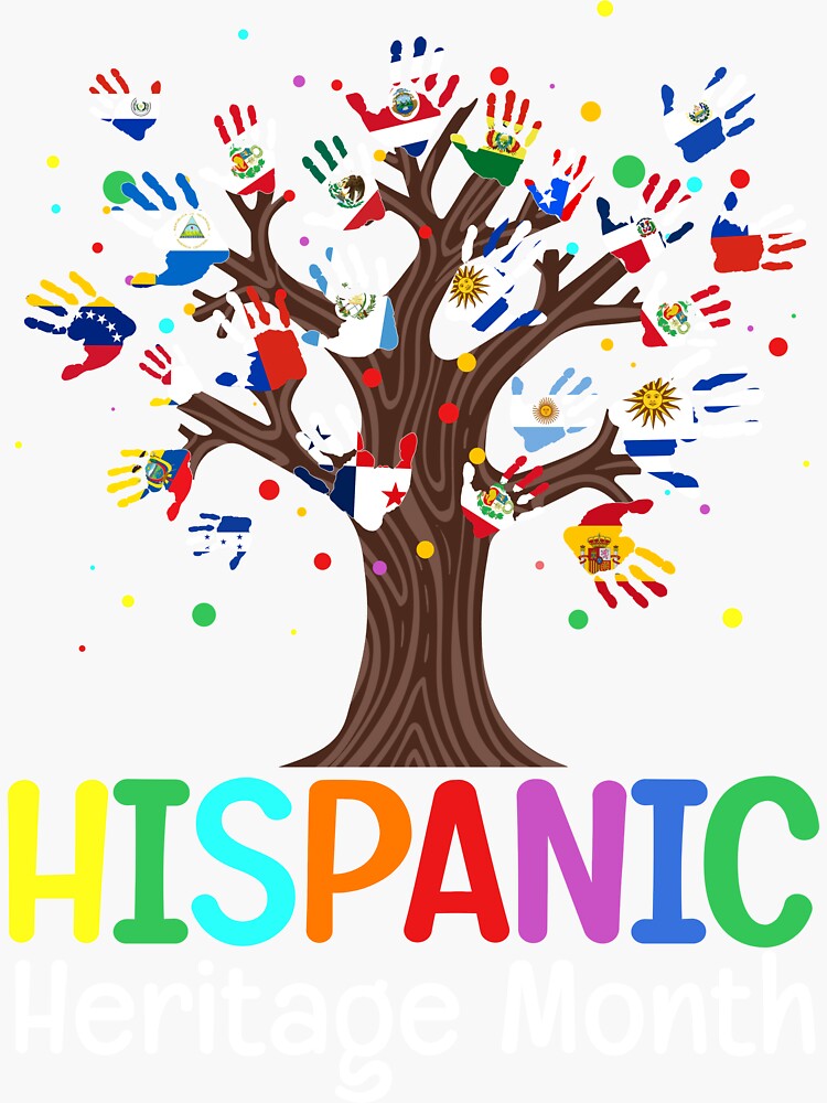 "Hand Flag Tree Root Latino National Hispanic Heritage Month" Sticker ...