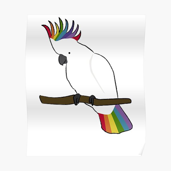 "Rainbow Cockatoo " Poster for Sale by MommySketchpad | Redbubble