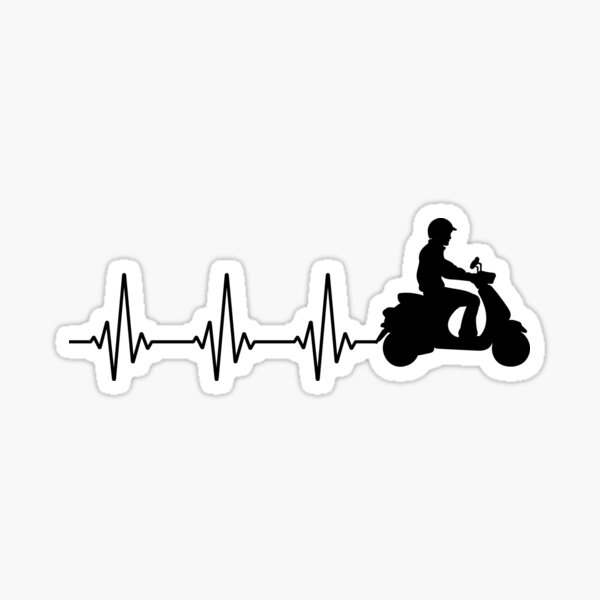 "Scooter Rider Scootering Motorcycle Heartbeat Pulse" Sticker for Sale ...