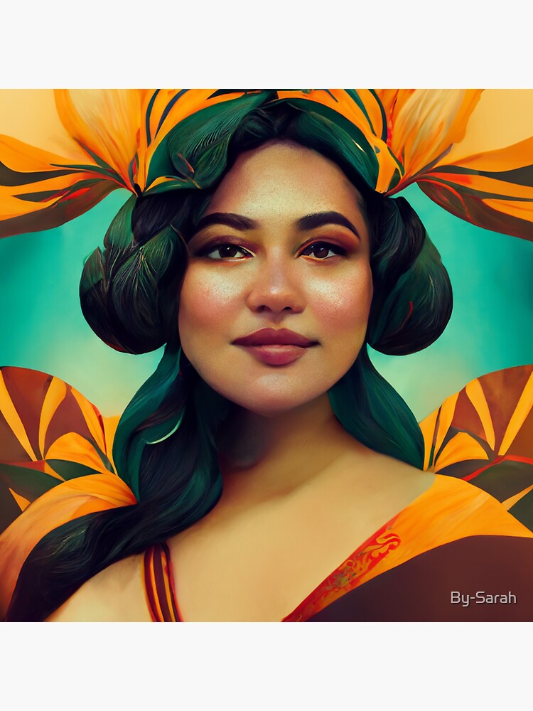 "Island Dreaming - Portrait of a Strong Polynesian Woman" Sticker for ...