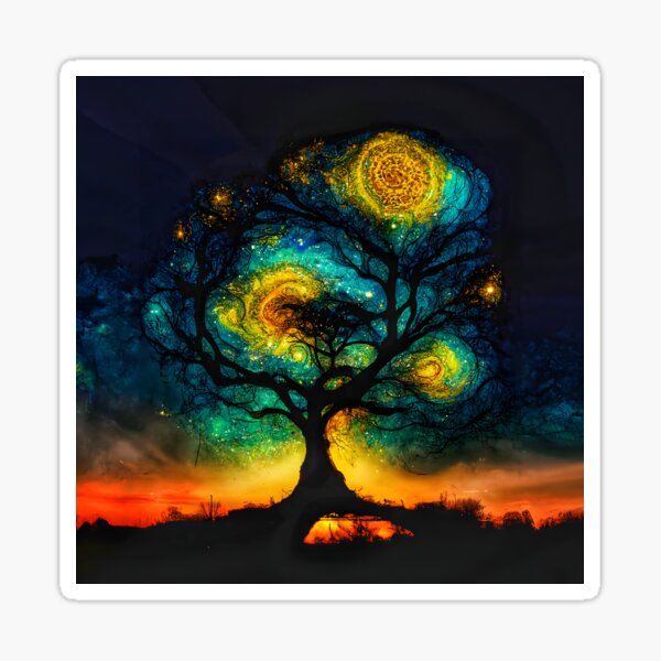 "Cosmic Tree of life in style of Van Gogh" Sticker for Sale by ...