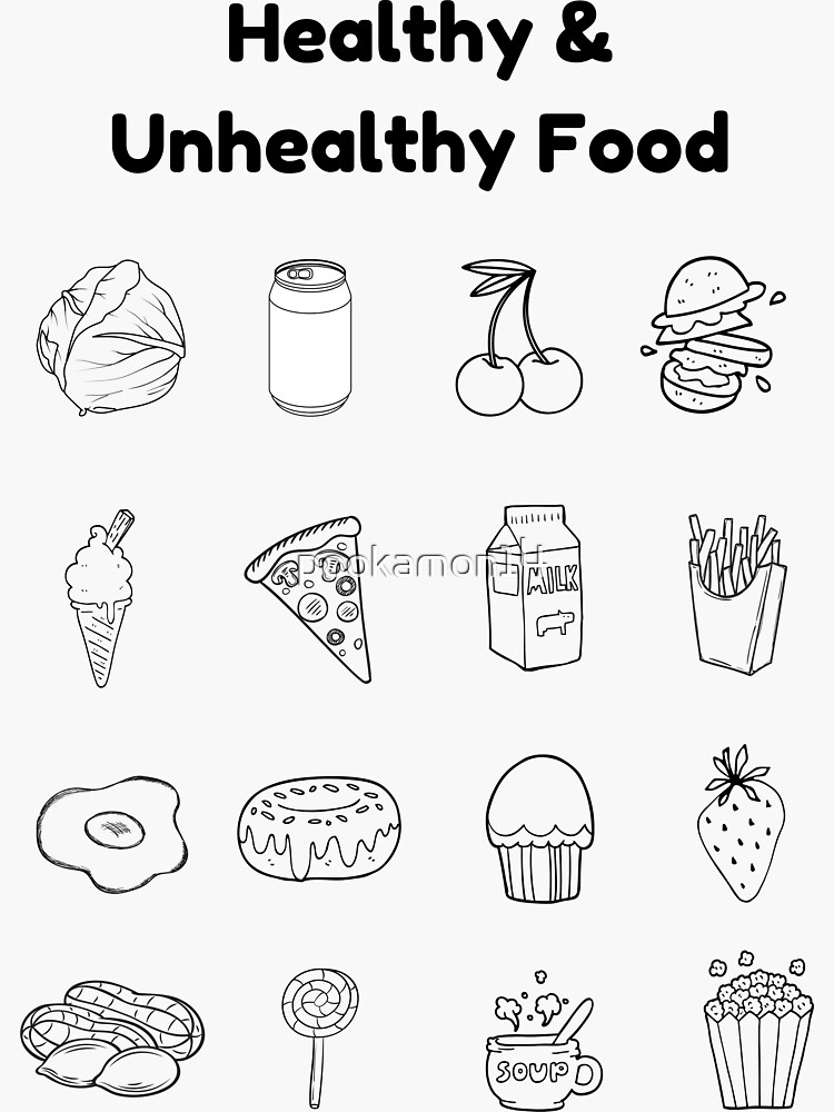 "Healthy & unhealthy food" Sticker for Sale by pookamon14 | Redbubble