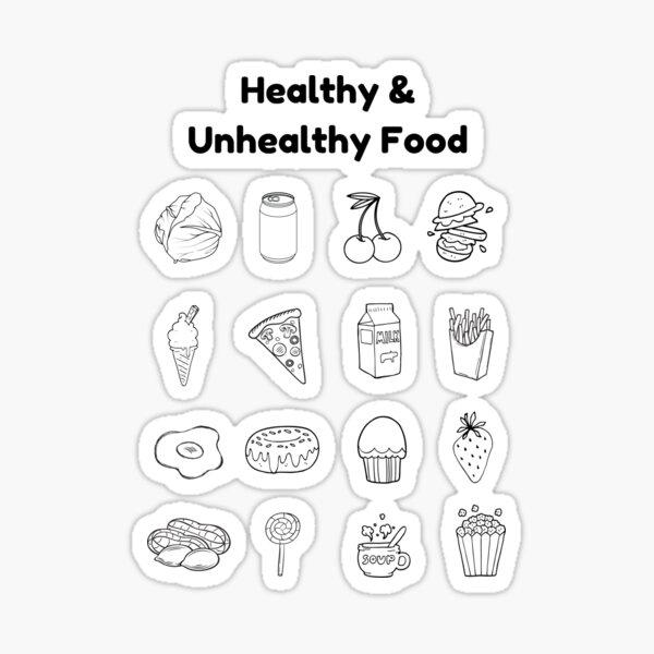 "Healthy & unhealthy food" Sticker for Sale by pookamon14 | Redbubble