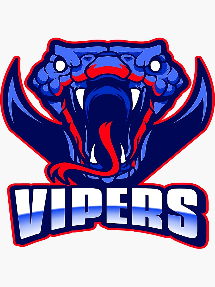 "Vipers One Red on Blue Pseudo Sports Team" Sticker for Sale by ...