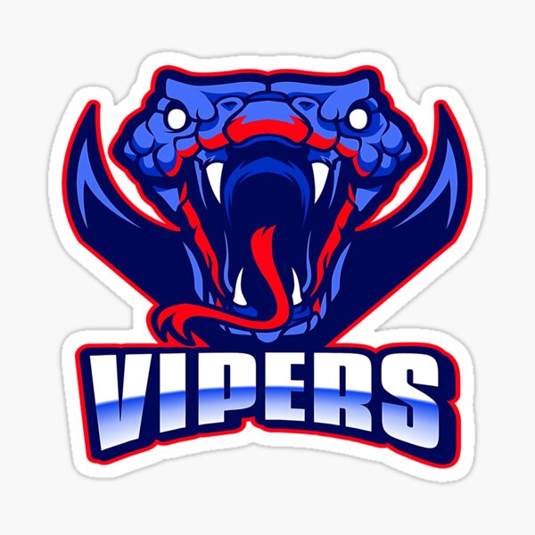 "Vipers One Red on Blue Pseudo Sports Team" Sticker for Sale by ...