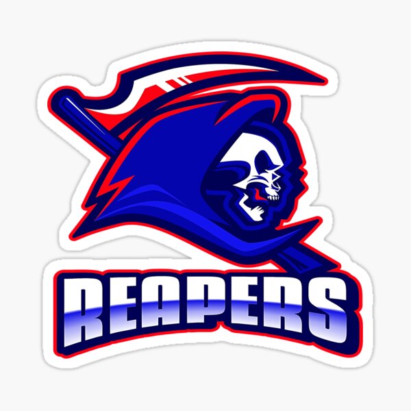 "Reapers One Red on Blue Pseudo Sports Team" Sticker for Sale by ...