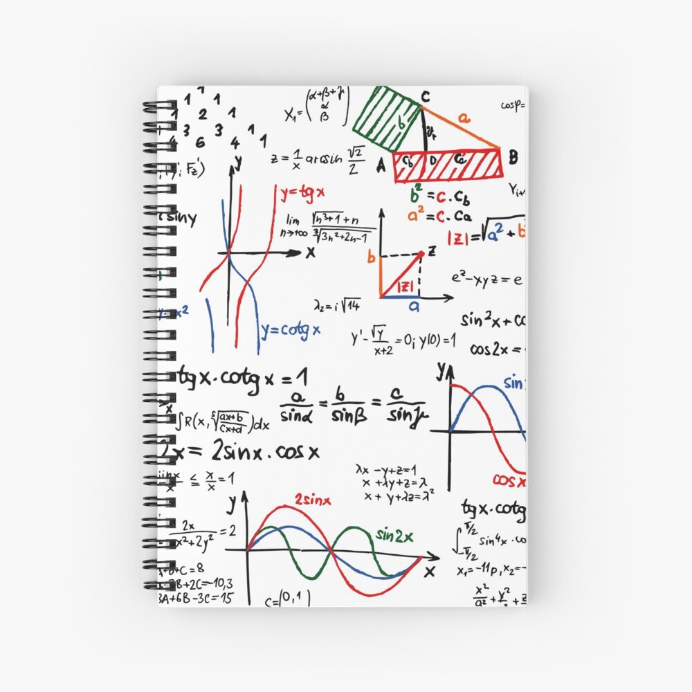 "Mathematics Formulas Numbers " Spiral Notebook for Sale by CroDesign ...