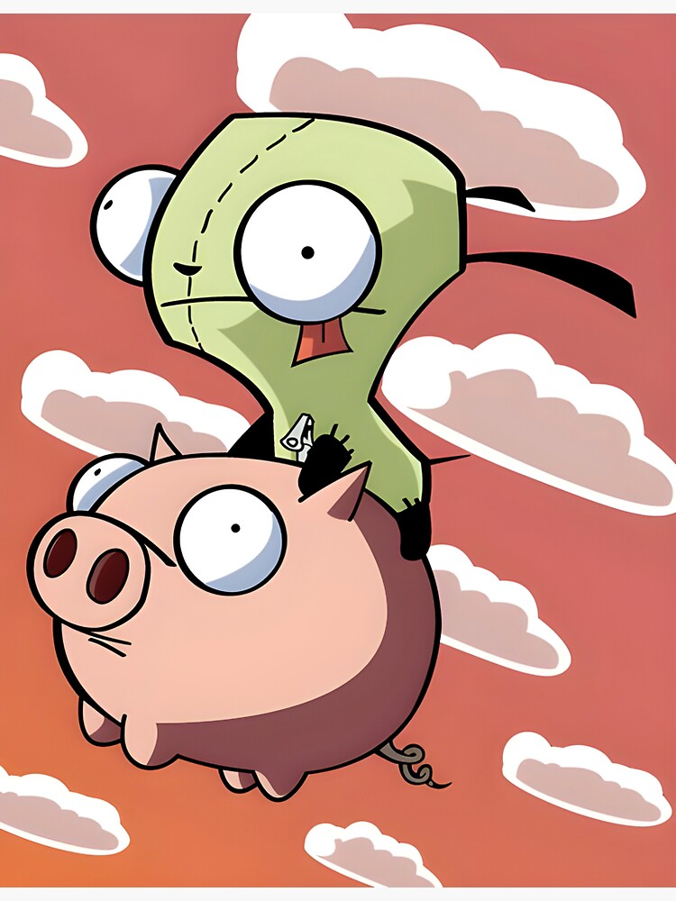 "Invader zim with pig" Sticker for Sale by HeinoWill | Redbubble