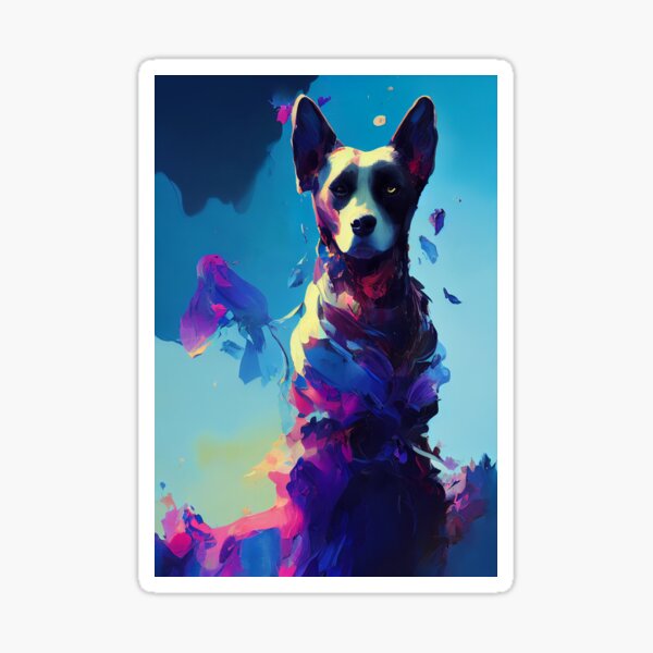 "Acrylic portrait dog looking away" Sticker for Sale by seneremin ...