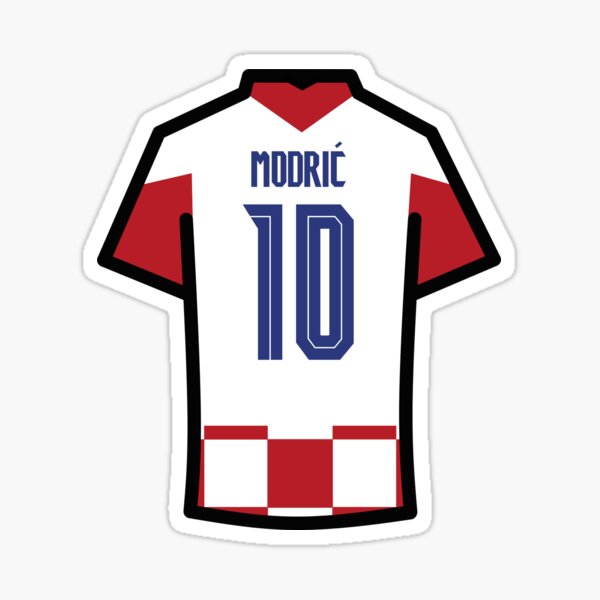"Modric #10 CRO Red White Blue Football Jersey " Sticker for Sale by ...