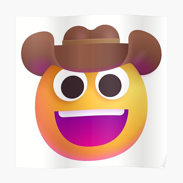 "Face with Cowboy Hat Emoji - tweaked" Poster for Sale by abroadDesigns ...