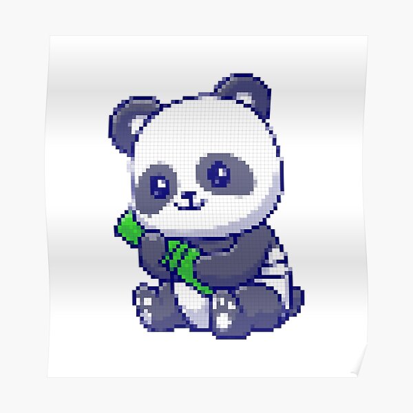 Cute Small Panda Hugging Bamboo Pixel Art Poster For Sale By Pixelitt Redbubble