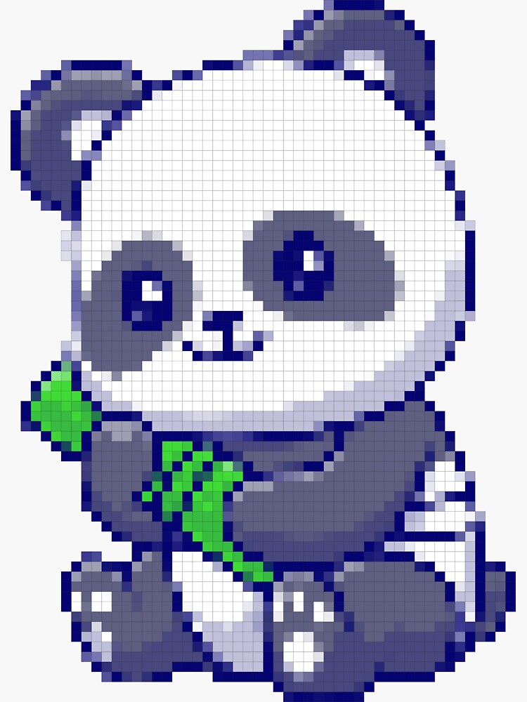 Cute Small Panda Hugging Bamboo Pixel Art Sticker For Sale By Pixelitt Redbubble