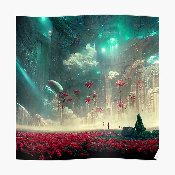 "Utopia Fantasy Flowers Plants Cosmos Comic Journey Building" Poster ...