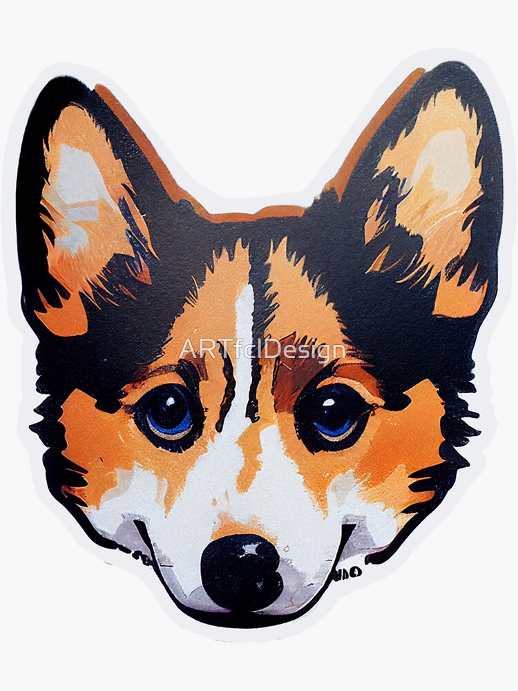 "Corgi Dog Sticker - Digital Art " Sticker for Sale by ARTfclDesign ...
